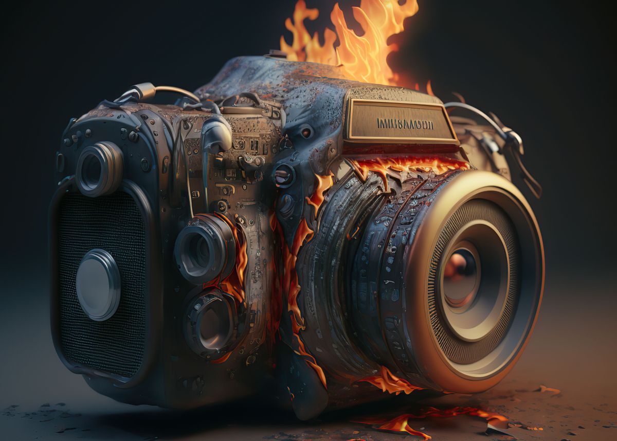 'Camera fire' Poster, picture, metal print, paint by Raheel Hollis ...