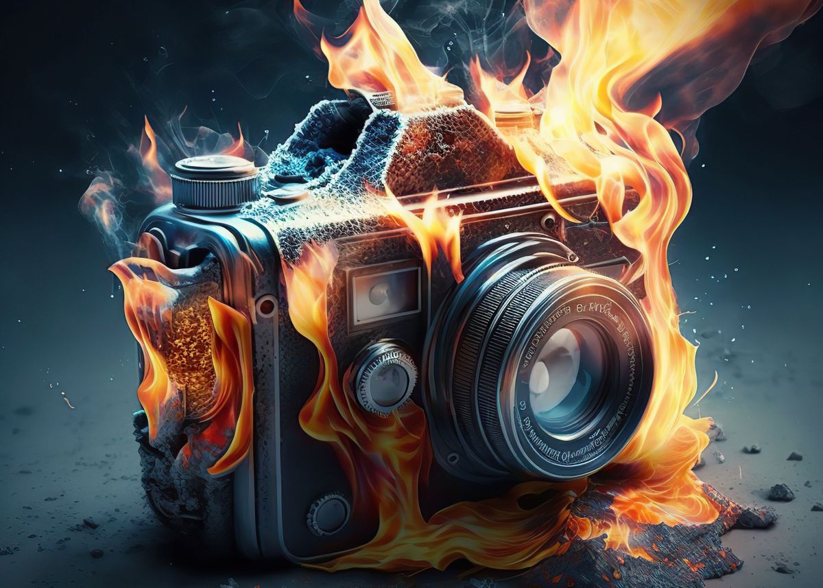 'Camera fire' Poster, picture, metal print, paint by Raheel Hollis ...
