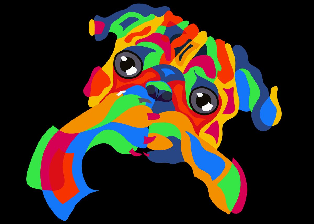 'VIVID PUG' Poster, picture, metal print, paint by JAISANKARI ...