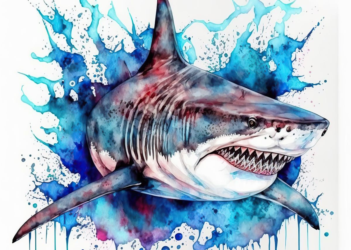 'Shark colorful' Poster by EPL Retro | Displate