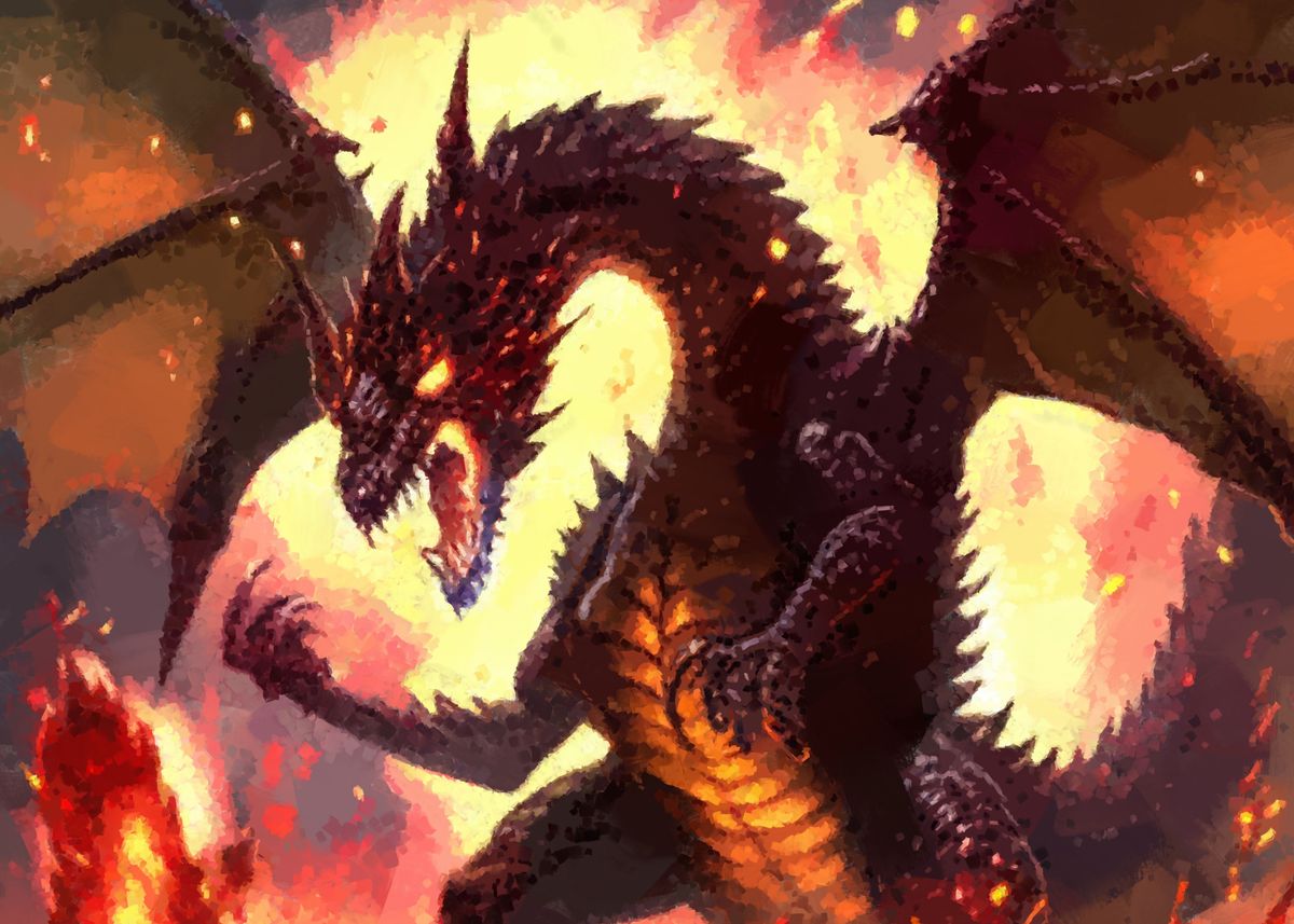 'Fire dragon' Poster, picture, metal print, paint by Dark Zeka | Displate