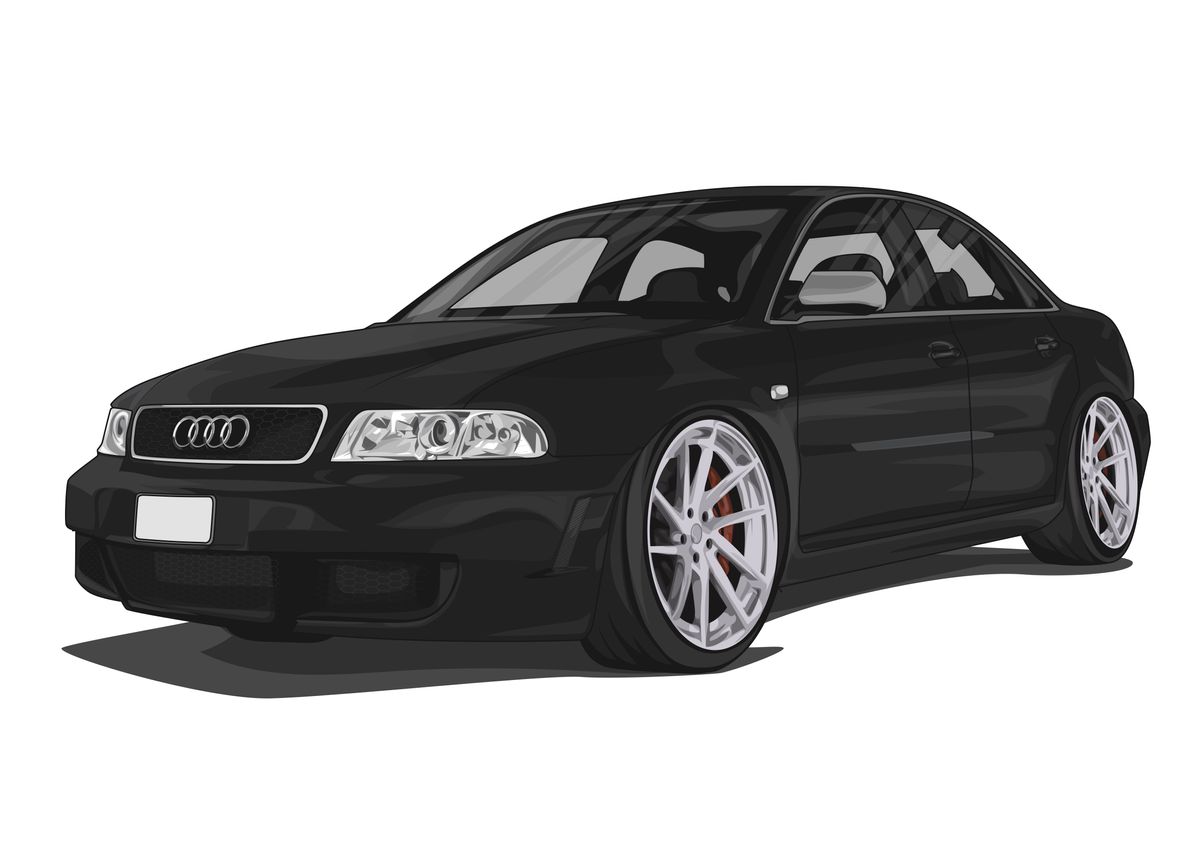 'Audi RS4 B5 Limo White' Poster, picture, metal print, paint by ...