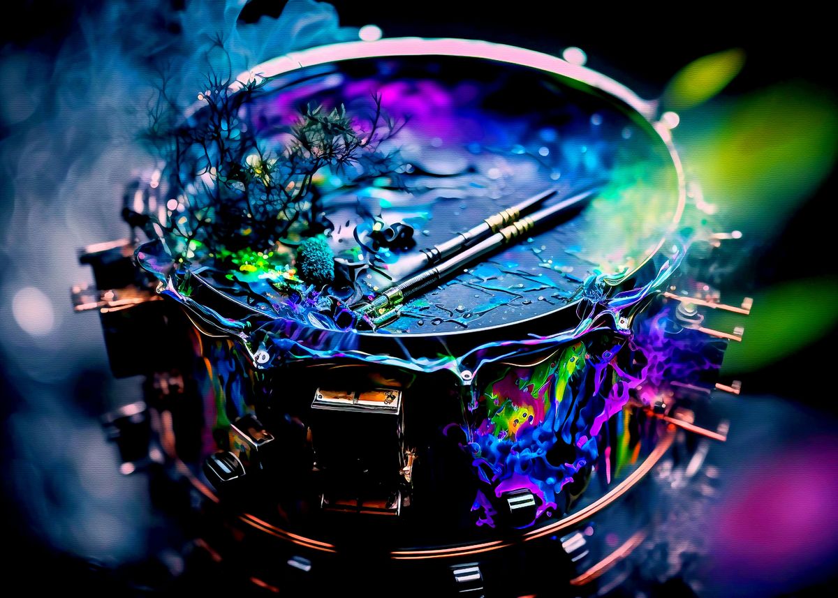 'Colorful Drum' Poster, picture, metal print, paint by tine Dons | Displate