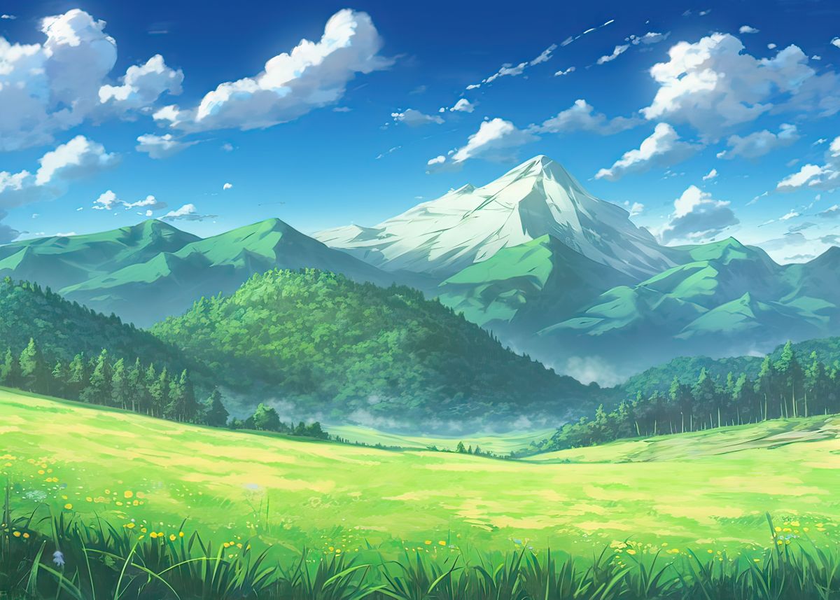 'Forest and Mountain' Poster, picture, metal print, paint by NVSN ...