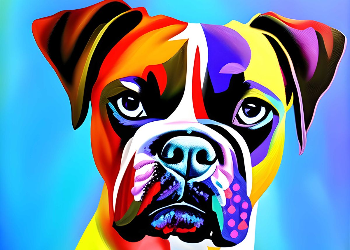 'Abstract colorful Boxer ' Poster, picture, metal print, paint by ...