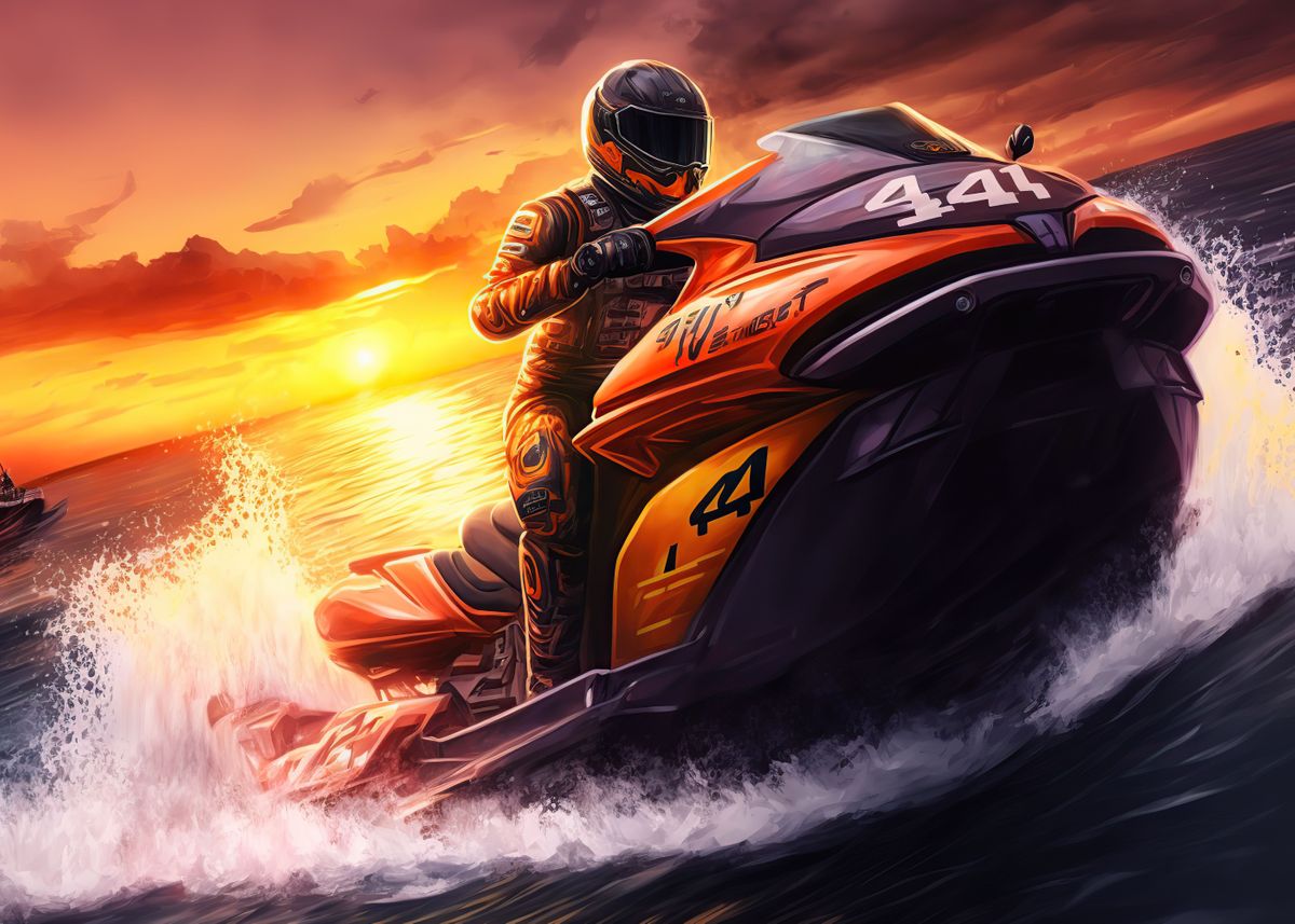'Jetski' Poster, picture, metal print, paint by Childs Space | Displate