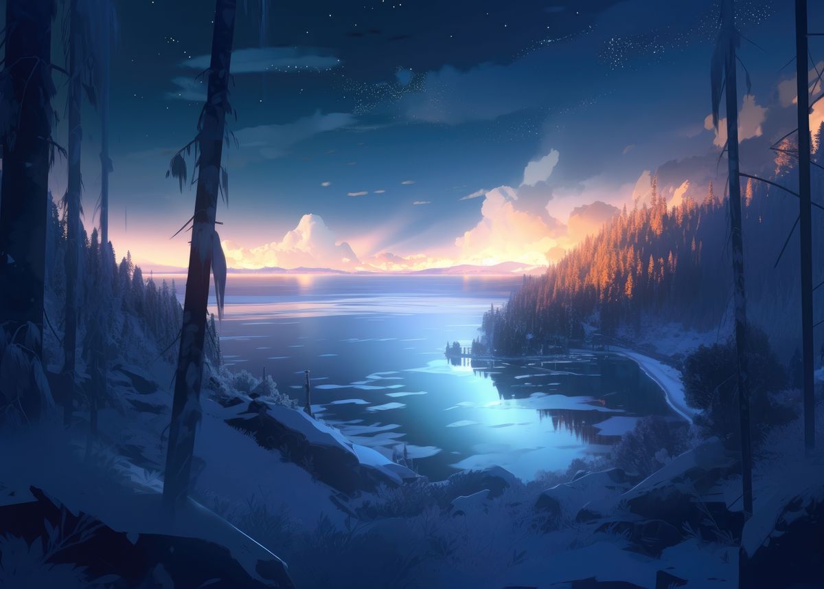 'Frozen bay' Poster, picture, metal print, paint by IArtWork | Displate