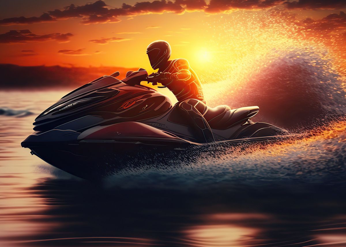 'Jetski' Poster, picture, metal print, paint by Childs Space | Displate