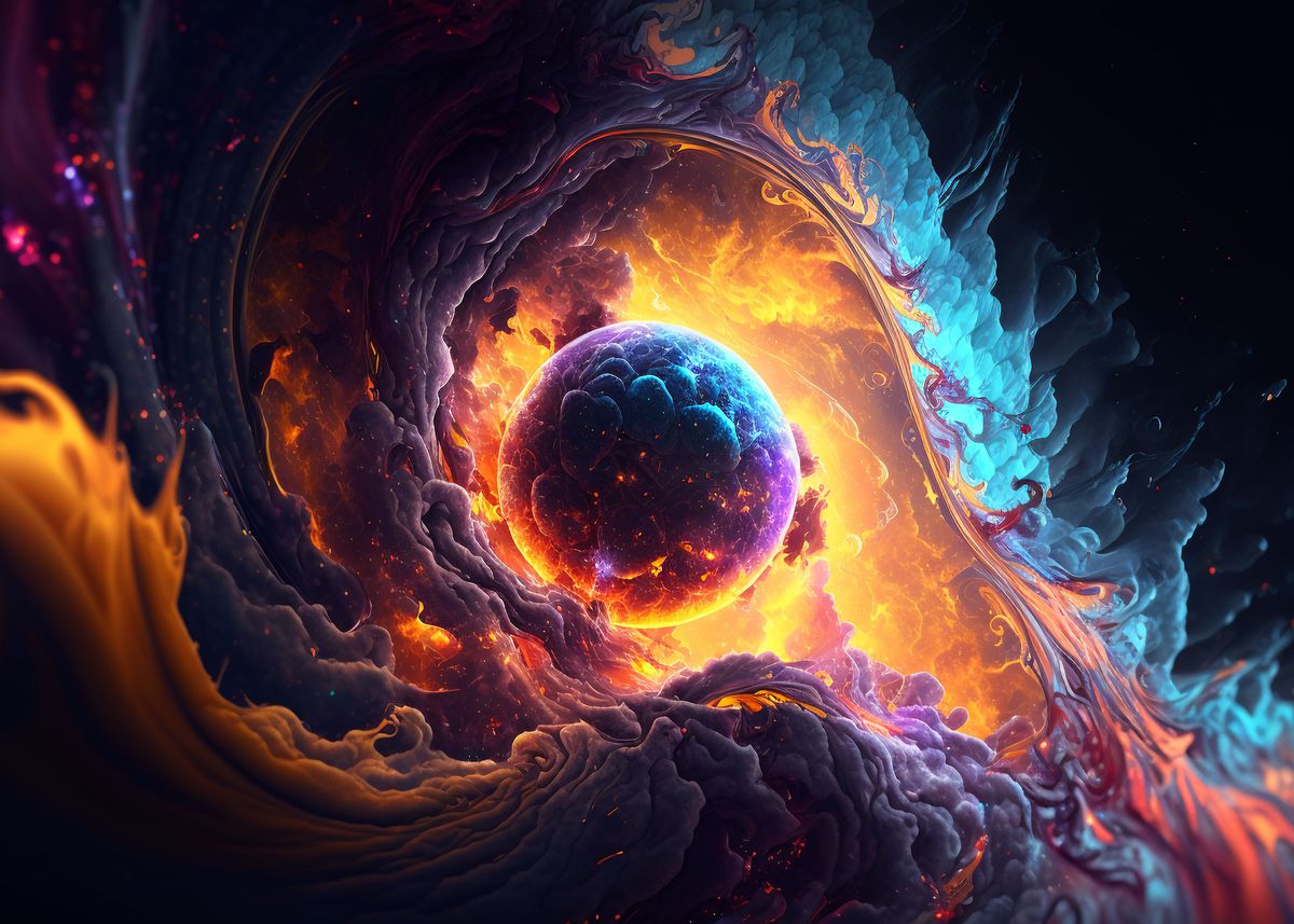 'Colorful Space Abstract' Poster, picture, metal print, paint by Jiri ...