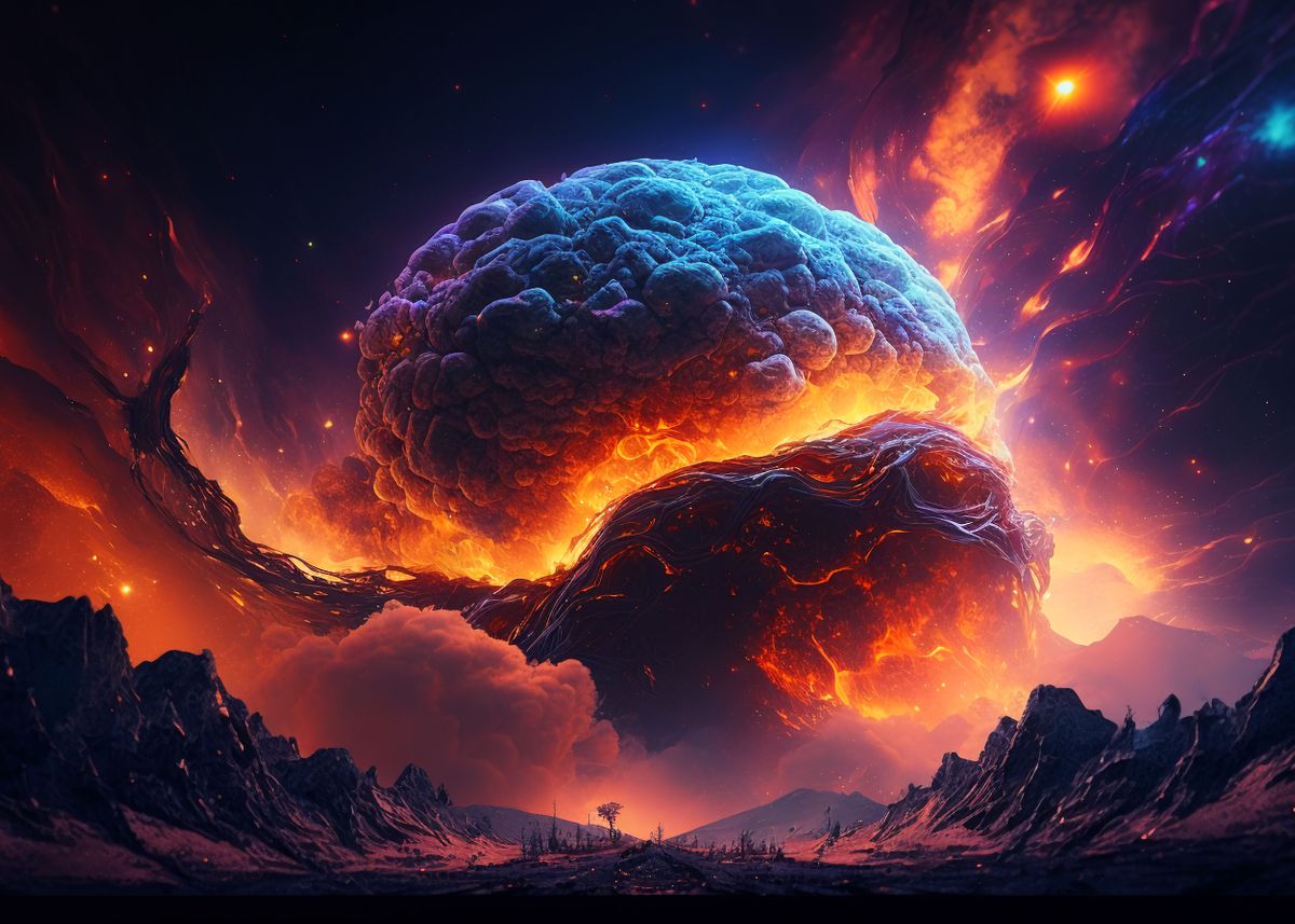 'Colorful Space Abstract' Poster, picture, metal print, paint by Jiri Hodecek | Displate