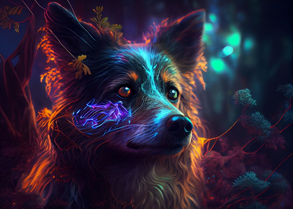 'Colorful dog' Poster, picture, metal print, paint by Below Horizon ...