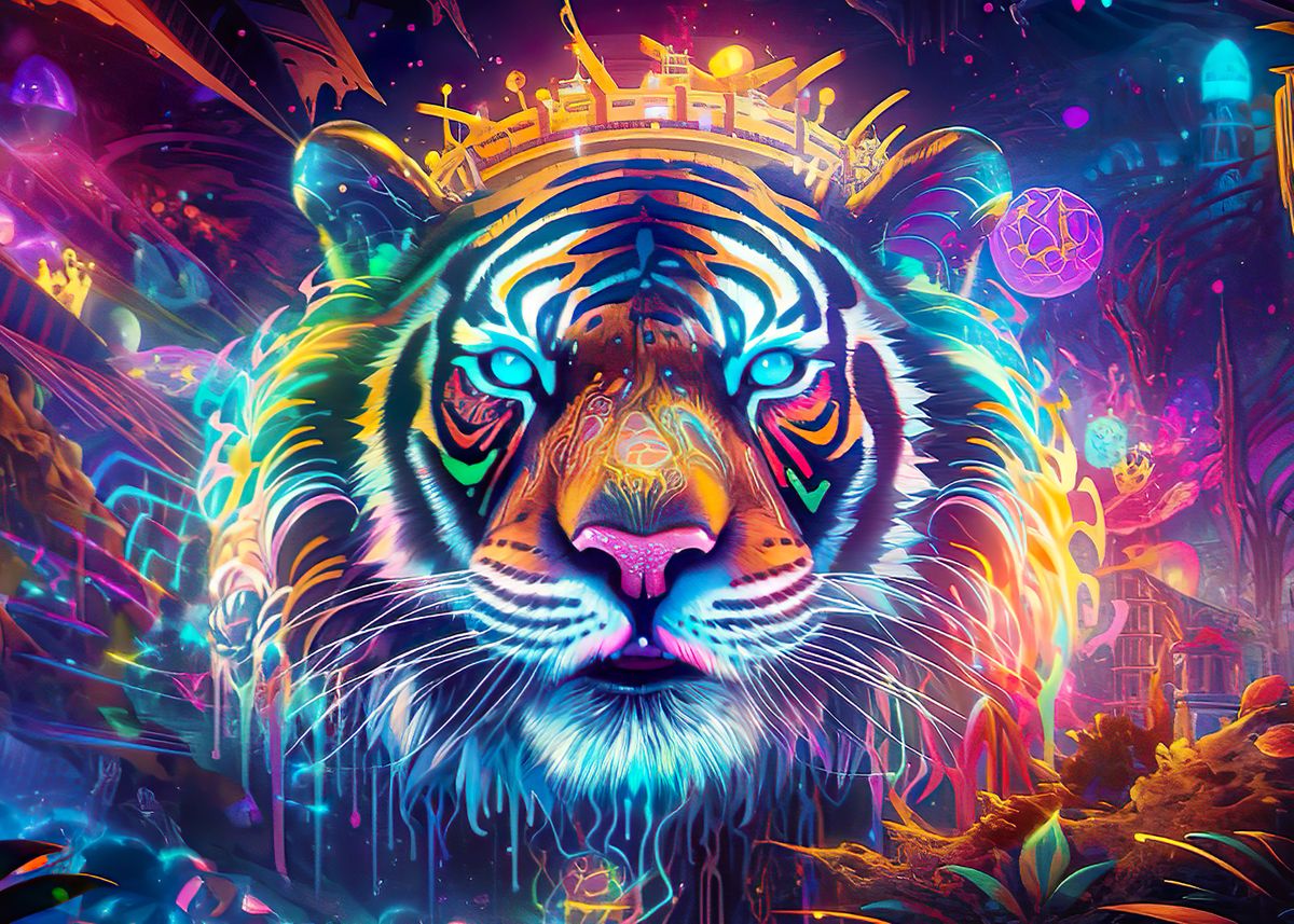 'Party Tiger' Poster, picture, metal print, paint by PrintYourDigitals ...