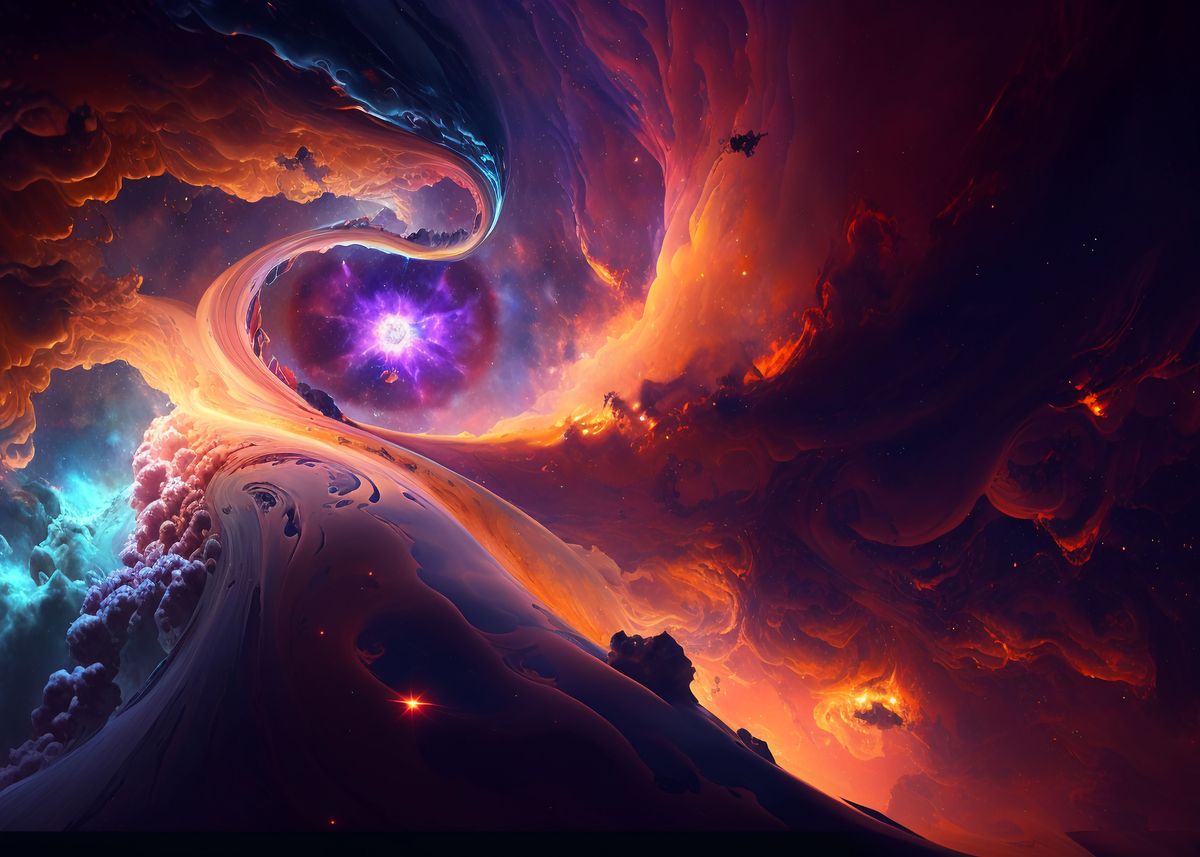 'Colorful Space Abstract' Poster, picture, metal print, paint by Jiri Hodecek | Displate