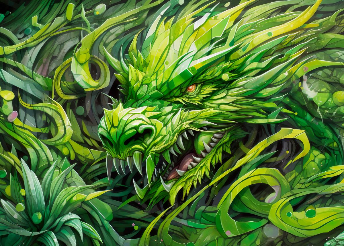 'Green Grass Dragon ' Poster, picture, metal print, paint by ...