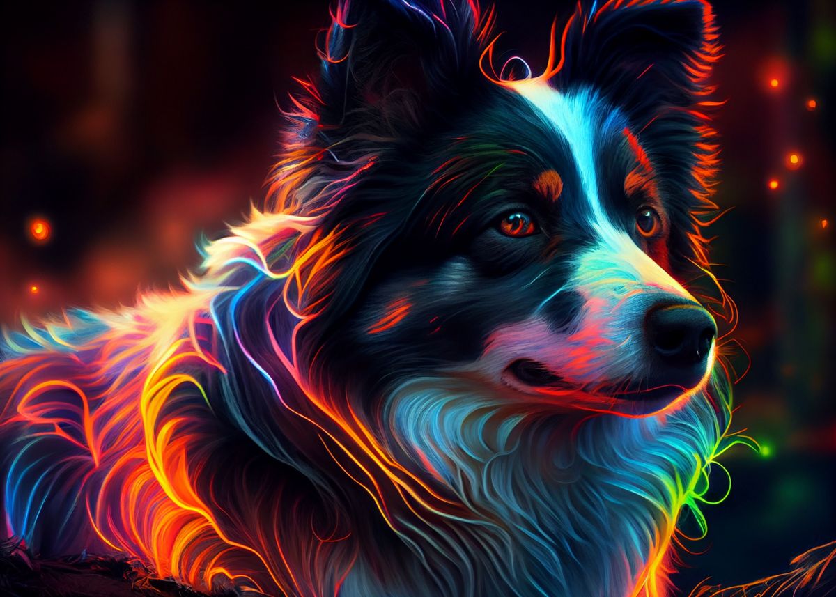 'Colorful dog' Poster, picture, metal print, paint by Below Horizon ...