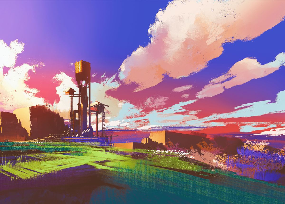 'Colorful sky' Poster, picture, metal print, paint by Color Art | Displate