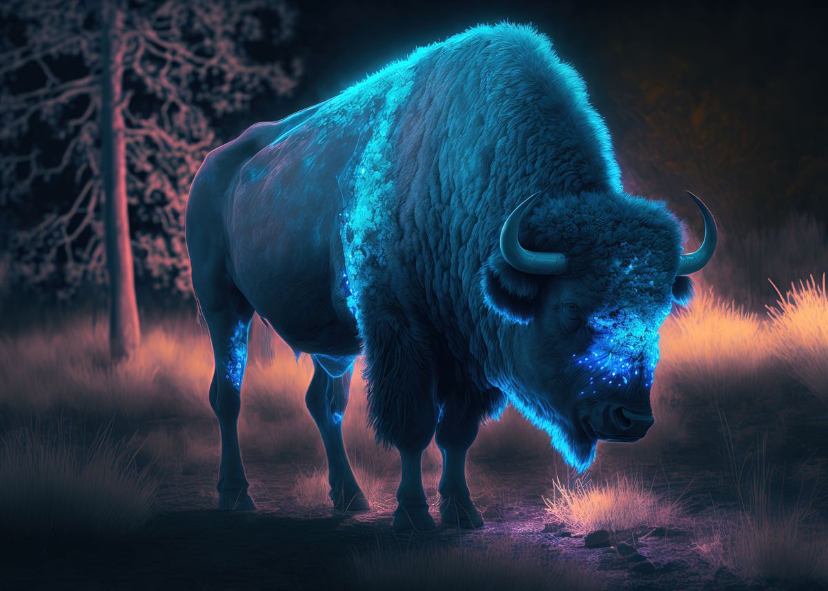 'buffalo animal ' Poster, picture, metal print, paint by Silhouette ...