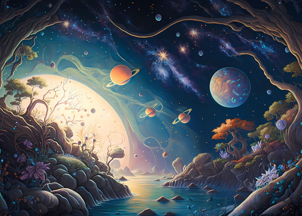 'crazy Space Landscape' Poster, picture, metal print, paint by Virtual ...