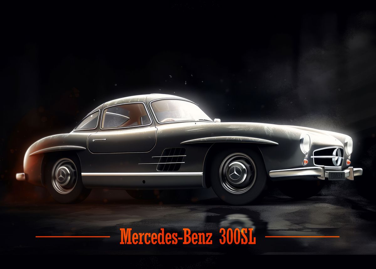 'Mercedes Benz 300SL ' Poster, picture, metal print, paint by Anxhela ...