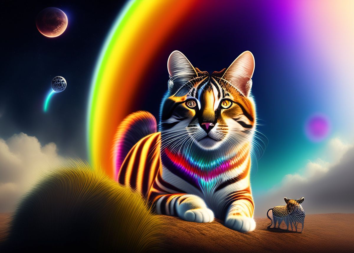 '3D Wild Cat Fantasy' Poster, picture, metal print, paint by ALMA ...