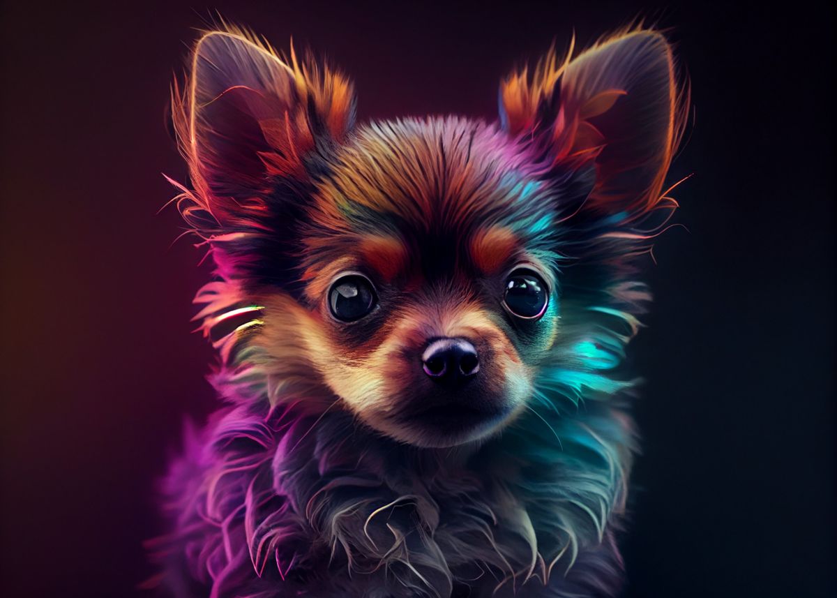 'Colorful puppy' Poster by Below Horizon | Displate