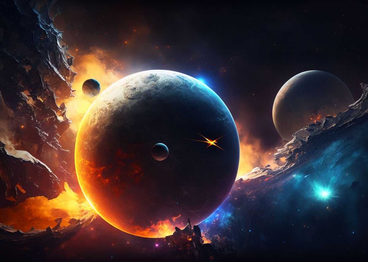 'Colorful Space Abstract' Poster, picture, metal print, paint by Jiri ...