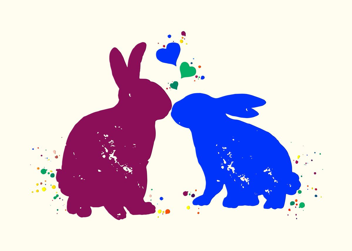 'Rabbit Kissing' Poster, picture, metal print, paint by Dutton Jerrell ...