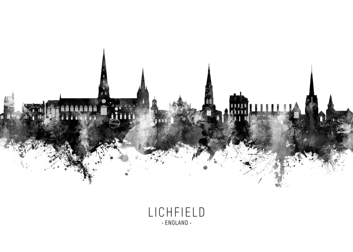 'Lichfield Skyline England' Poster, picture, metal print, paint by ...