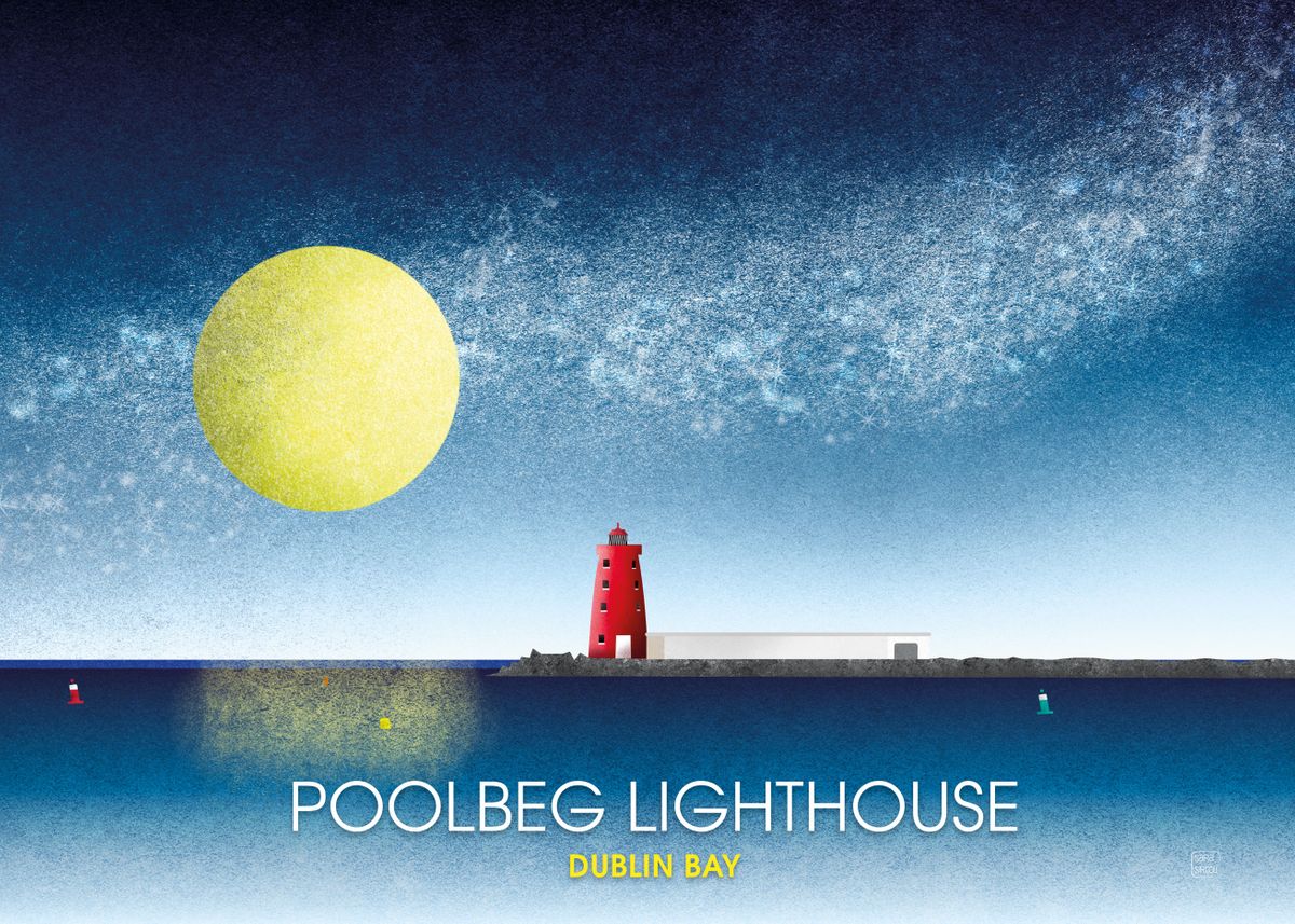 'Dublin Poolbeg lighthouse' Poster, picture, metal print, paint by ...