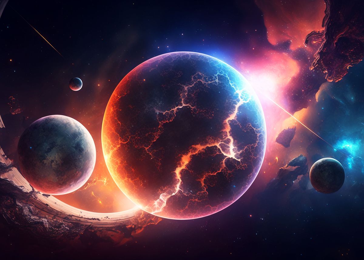 'Space Fantasy' Poster, picture, metal print, paint by Jiri Hodecek | Displate