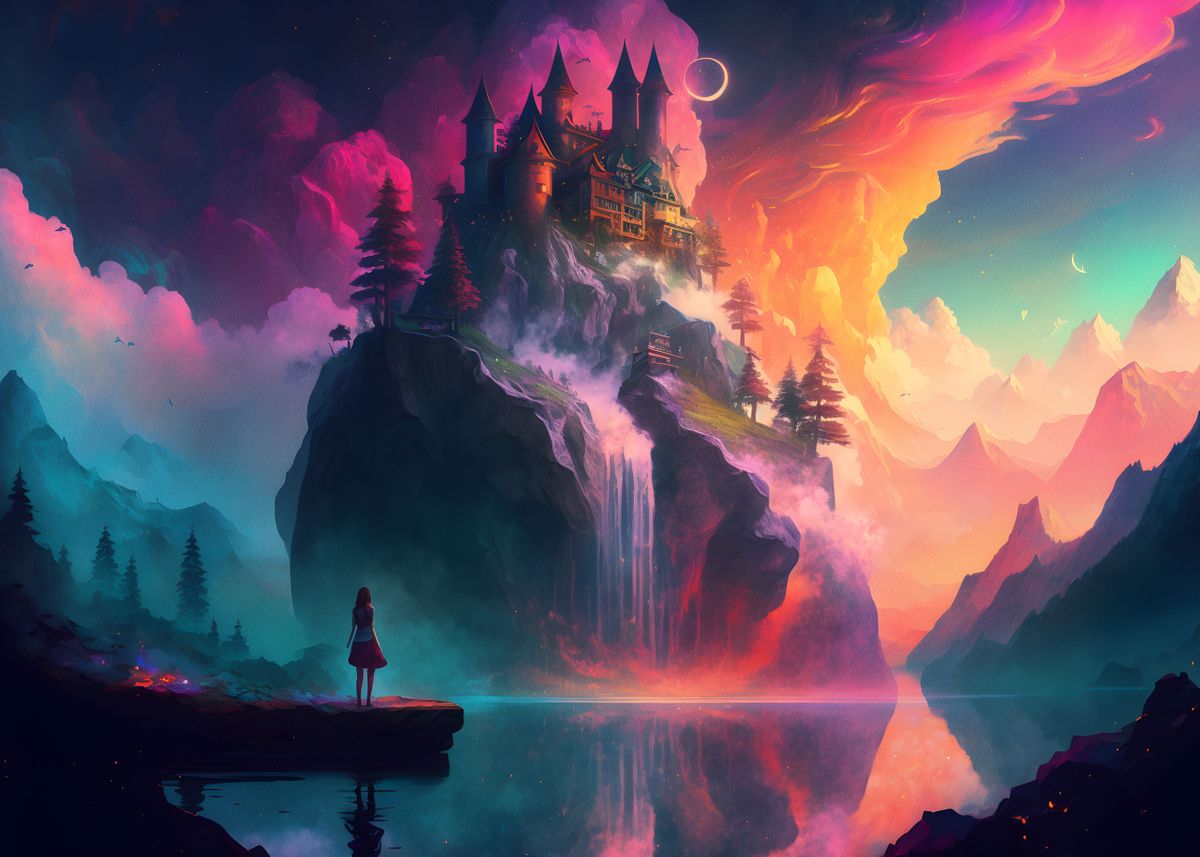 'Fantasy Landscape' Poster, picture, metal print, paint by for Alms ...