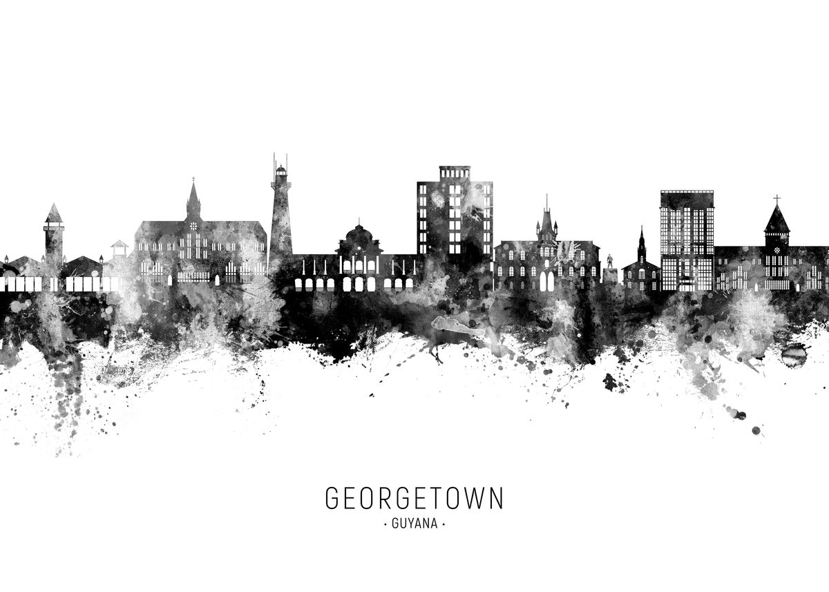 'Georgetown Skyline Guyana' Poster by Michael Tompsett | Displate