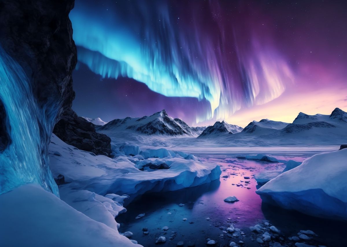 'Blue Aurora Borealis' Poster, picture, metal print, paint by Jiri ...