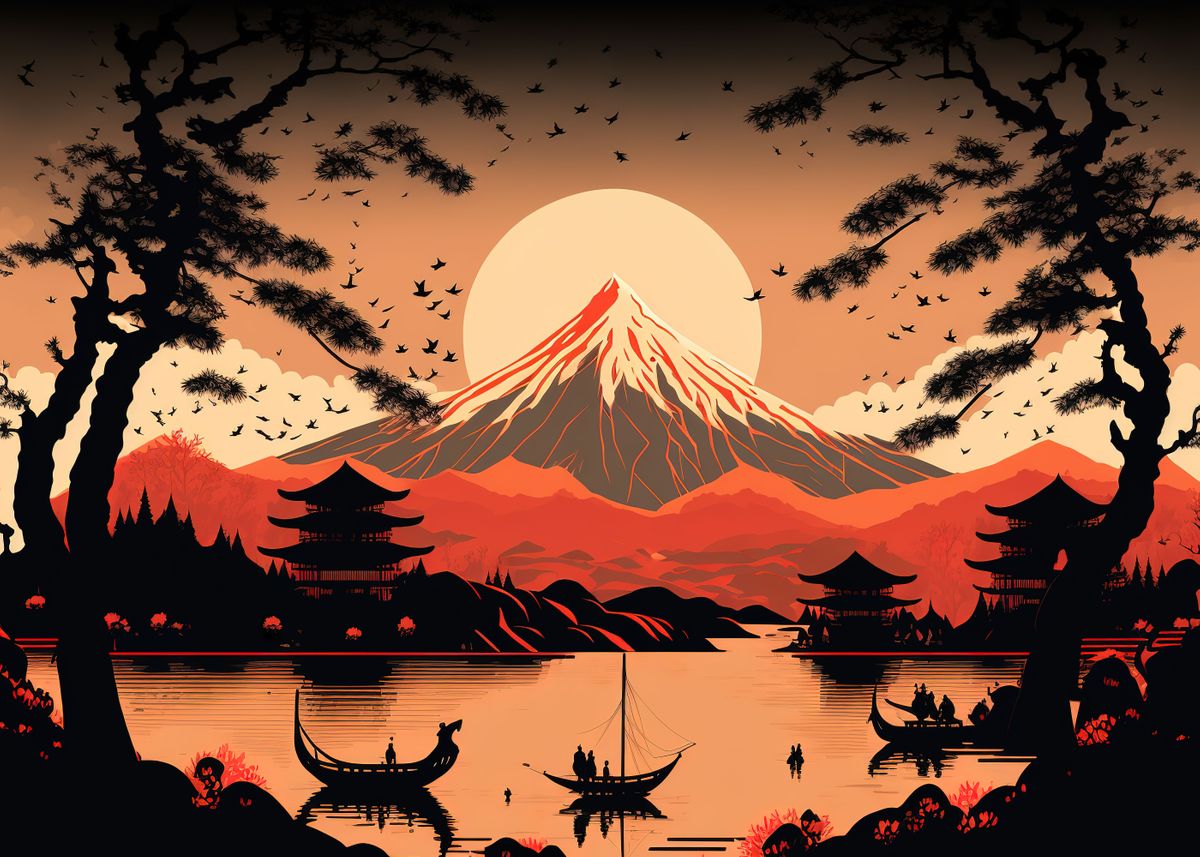 'Beautiful Japan Sunset' Poster, picture, metal print, paint by NeoRowe ...