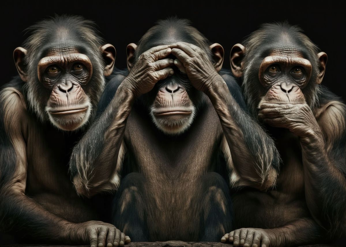 'Three monkeys' Poster, picture, metal print, paint by Byrdyak | Displate