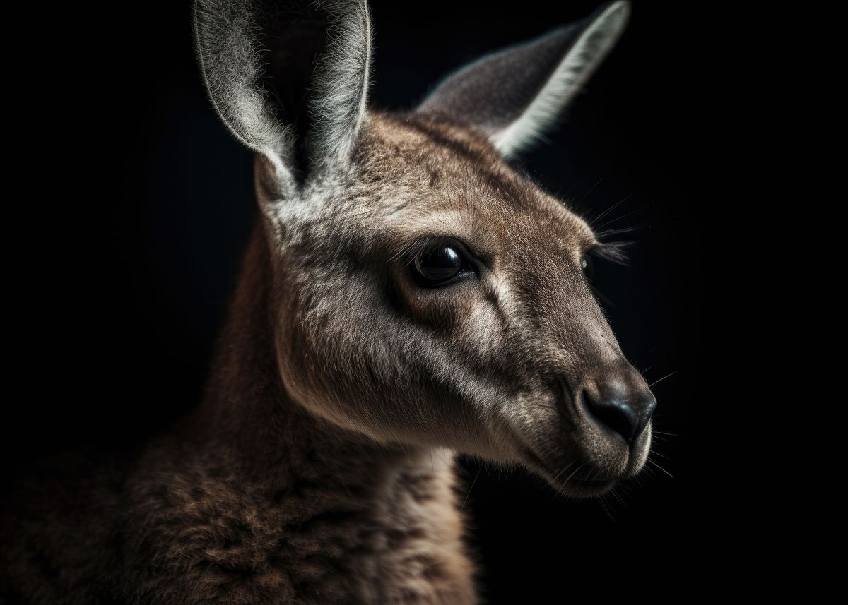 'Kangaroo Portrait Dark' Poster by Steven Dijkshoorn | Displate