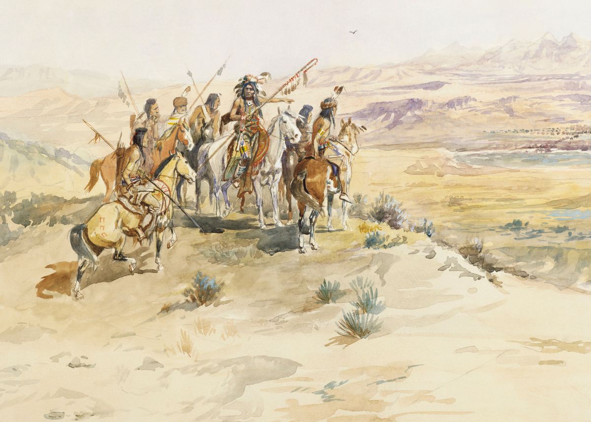 'Indians Planning The Hunt' Poster, picture, metal print, paint by ...