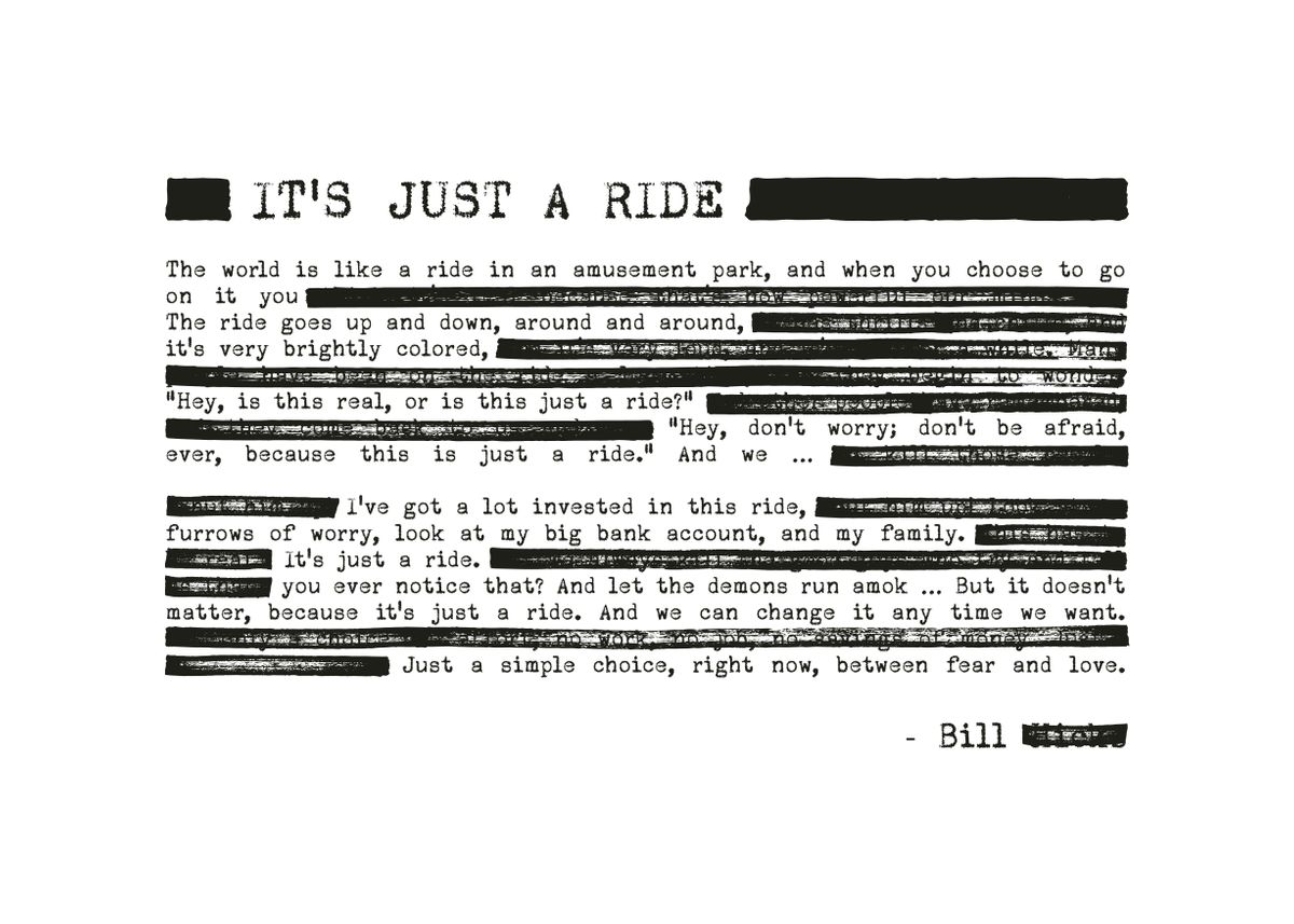 'Its Just a Ride' Poster, picture, metal print, paint by Benjamin Fish ...