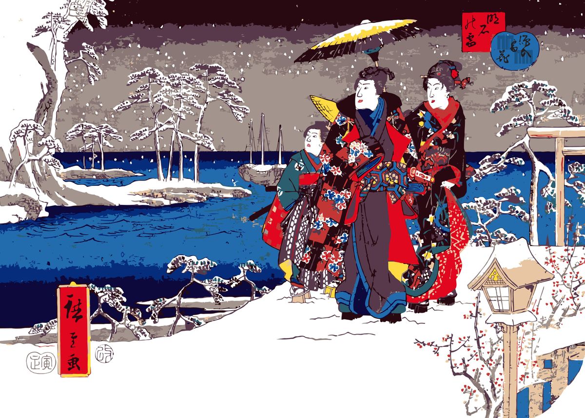'Snow at Akashi' Poster, picture, metal print, paint by Long Shot ...