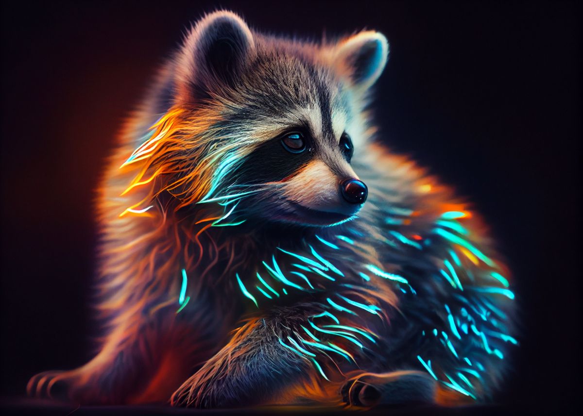 'Colorful raccoon' Poster, picture, metal print, paint by Below Horizon ...