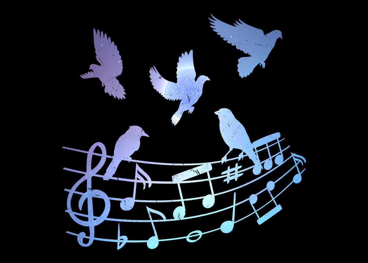 'Birds Musical Notes' Poster, picture, metal print, paint by ...