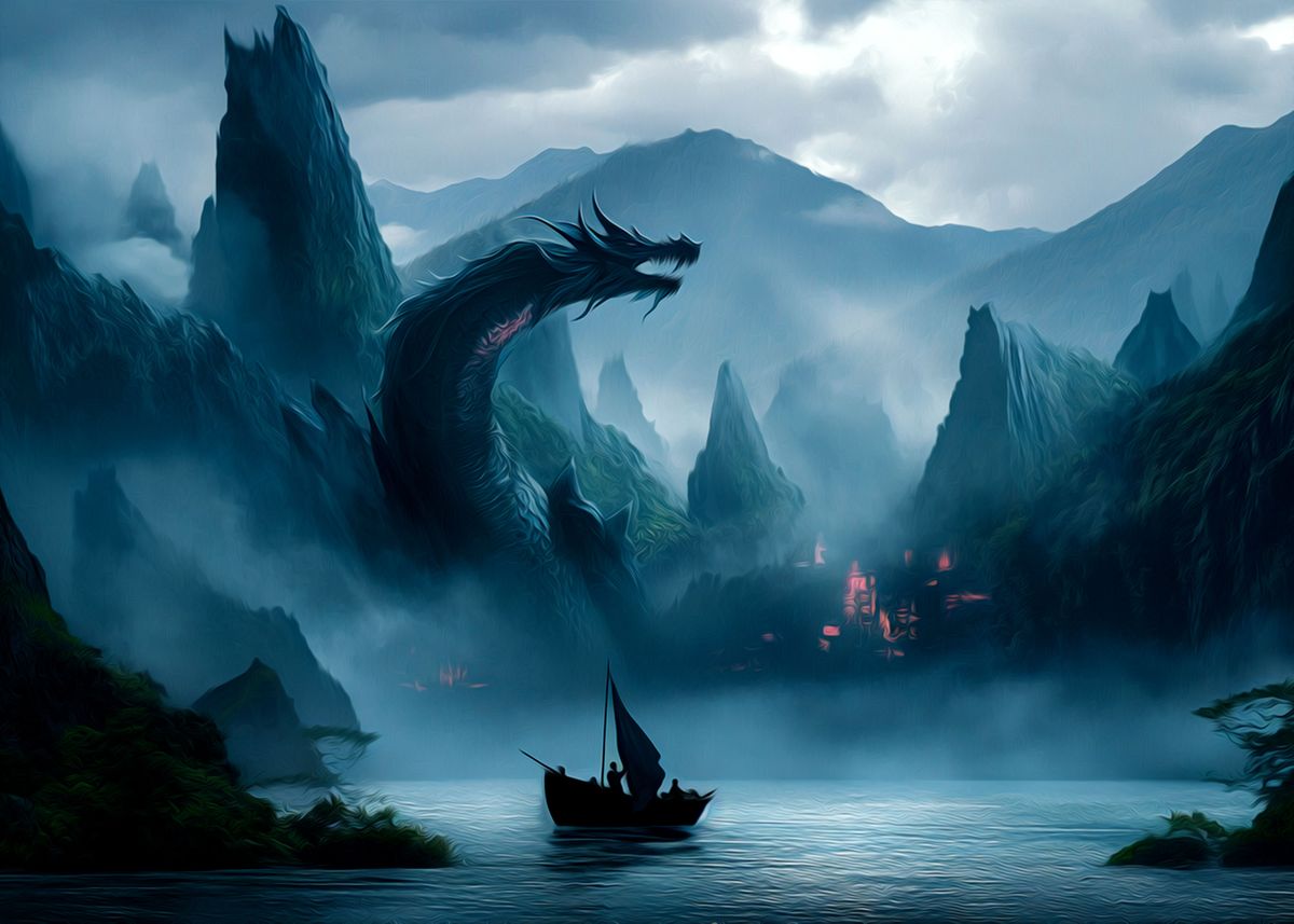 'Dragon' Poster, picture, metal print, paint by bds land | Displate