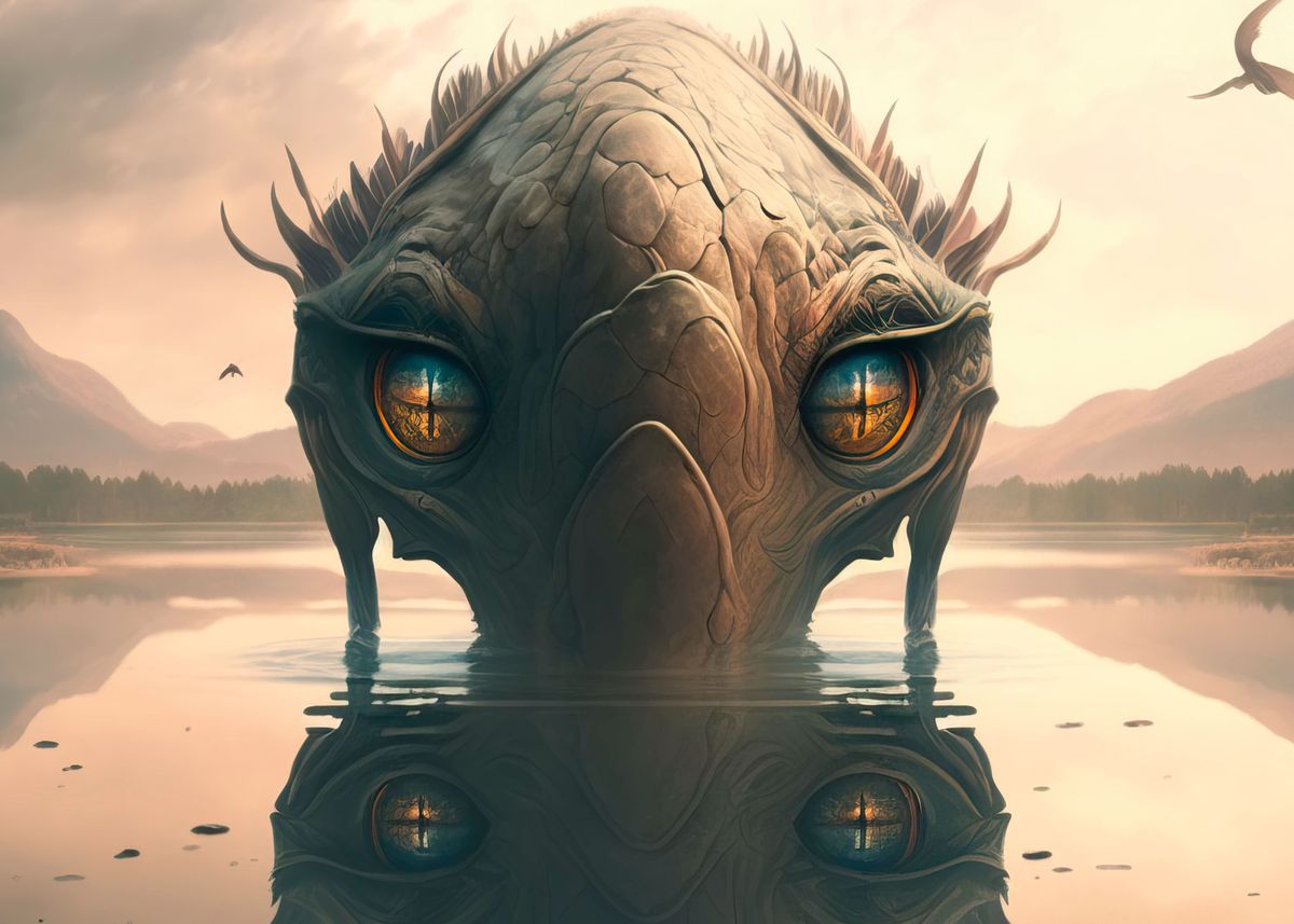 'Mystical creature emerging' Poster, picture, metal print, paint by ...