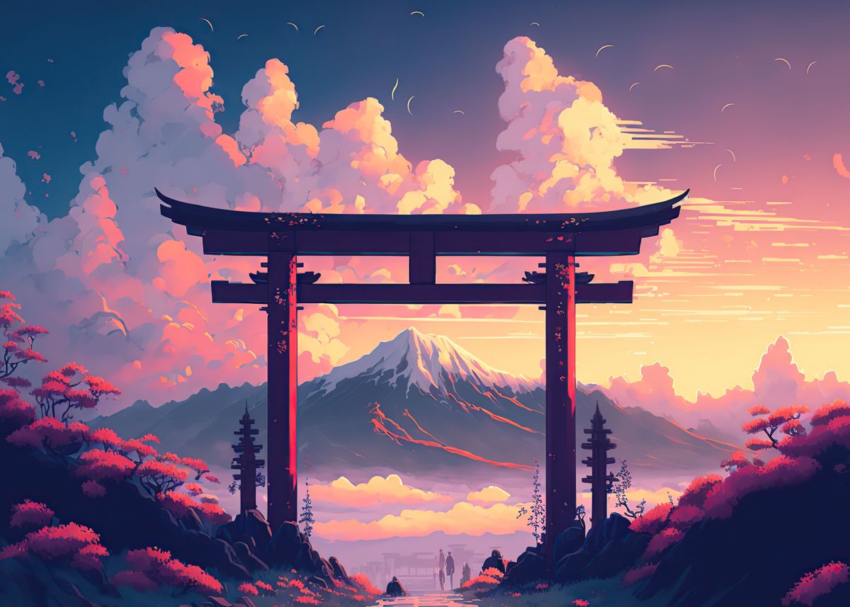 'Japanese Torii gate' Poster, picture, metal print, paint by Desiree Mendez | Displate