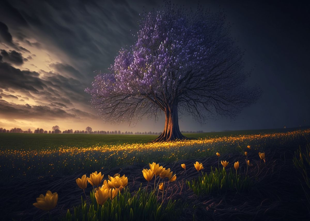 'Spring blossoming field' Poster, picture, metal print, paint by Jiri ...