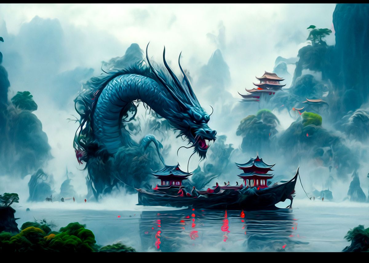 'Dragon' Poster, picture, metal print, paint by bds land | Displate