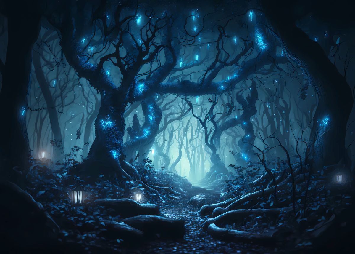'Dark Fantasy Forest' Poster, picture, metal print, paint by Jiri ...