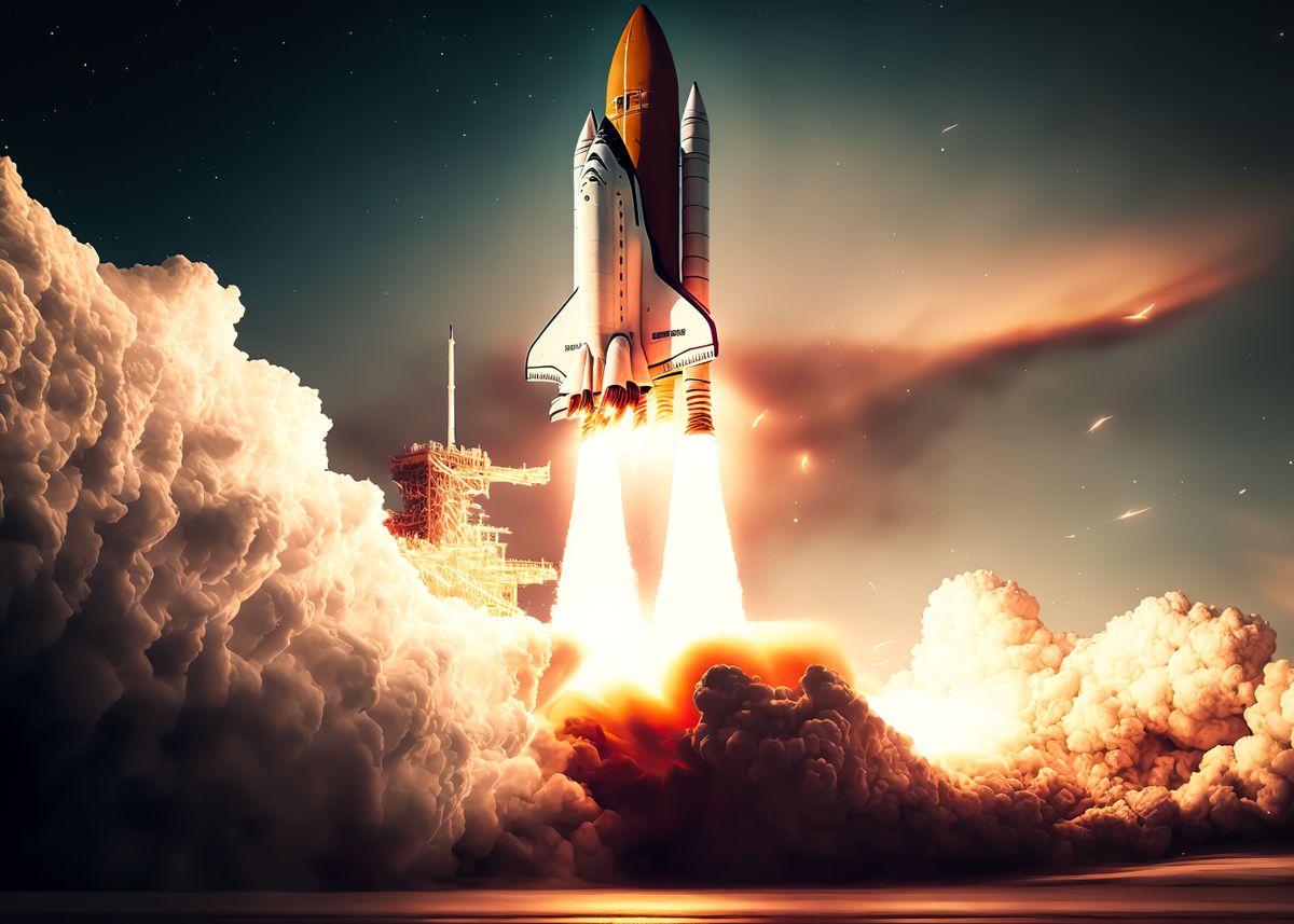 'Space Shuttle' Poster, picture, metal print, paint by Mahi Gardner | Displate