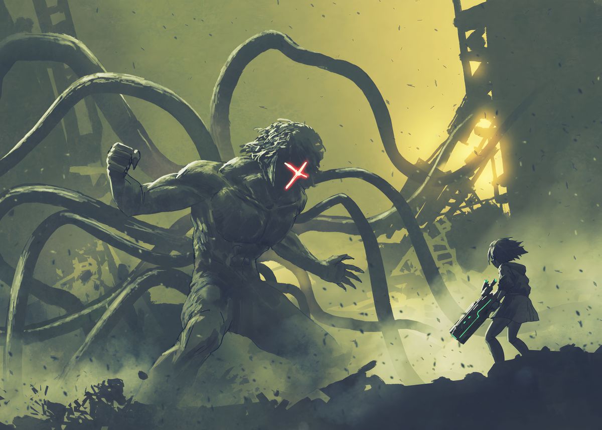 'monster with tentacles' Poster, picture, metal print, paint by dwopp ...