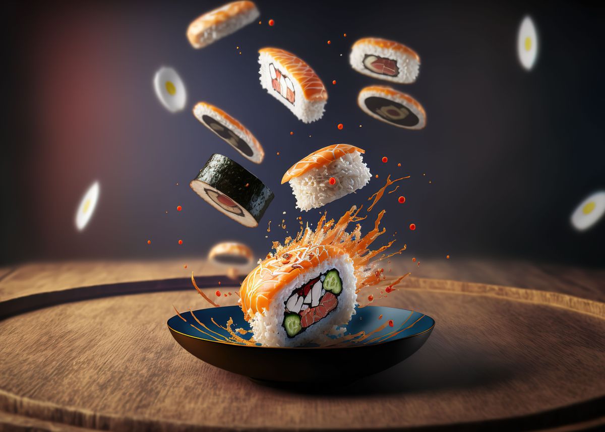 'sushi japan food' Poster, picture, metal print, paint by Peter Li ...